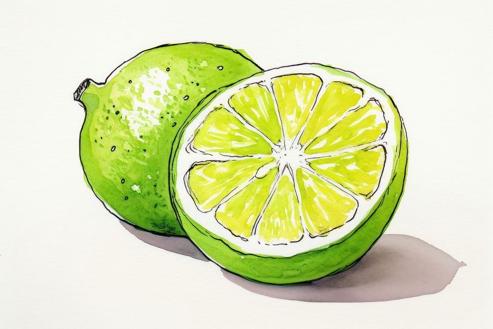 Lime sketch fruit plant. AI | Free Photo Illustration - rawpixel
