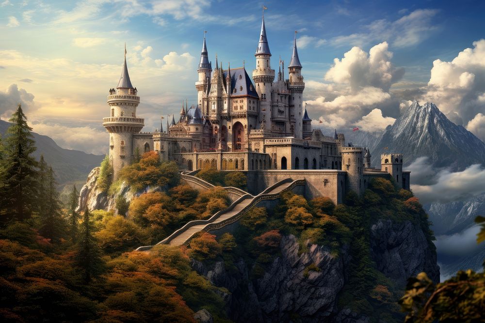 Mountain castle architecture landscape mountain. | Premium Photo - rawpixel