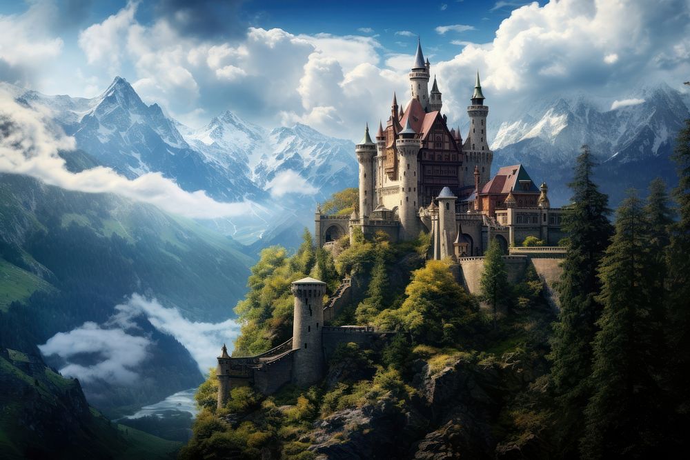 Mountain castle architecture landscape mountain. | Premium Photo - rawpixel