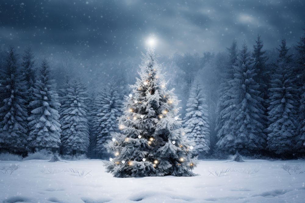 Christmas tree outside plant snow | Premium Photo - rawpixel