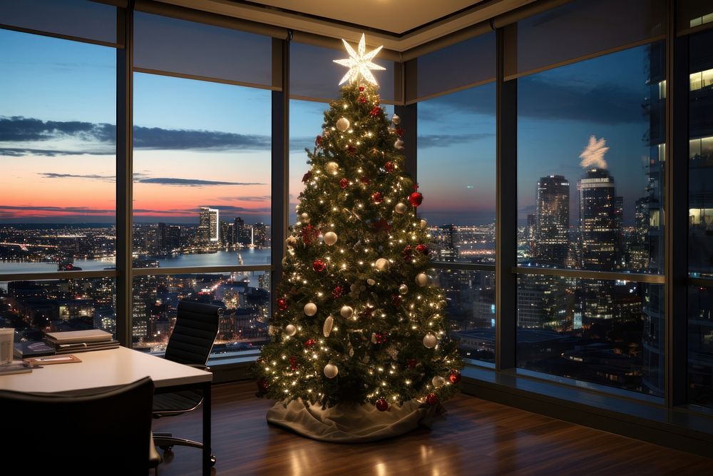 Christmas tree office plant city | Free Photo - rawpixel
