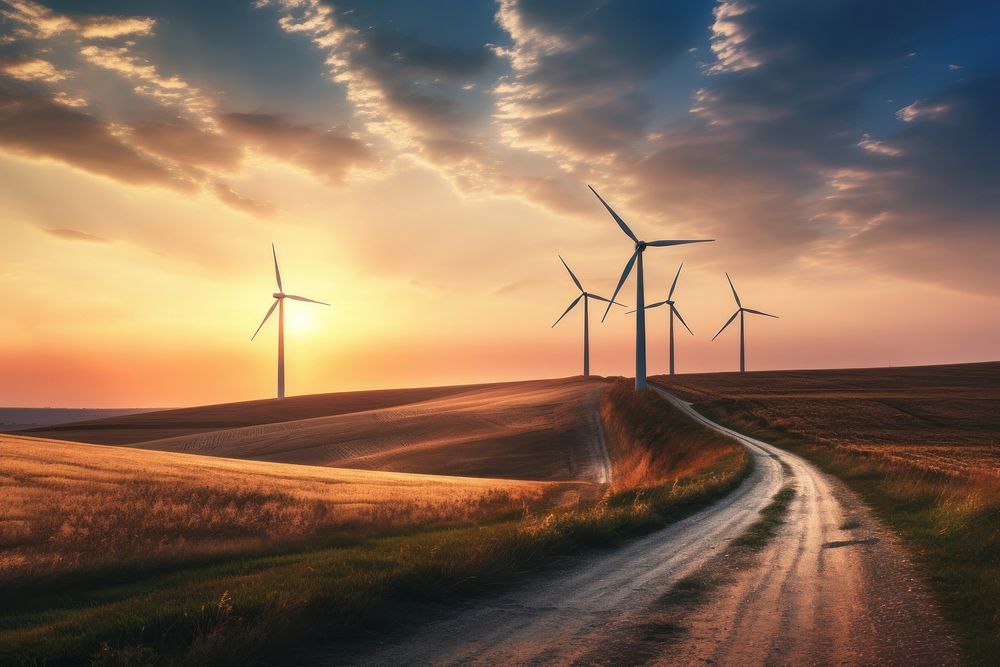Wind turbines landscape outdoors windmill. | Premium Photo - rawpixel