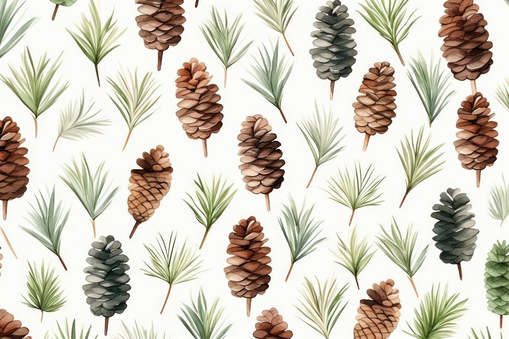 Pine cones pattern plant tree. | Free Photo Illustration - rawpixel