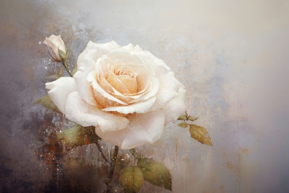 White rose glitter painting flower | Free Photo Illustration - rawpixel