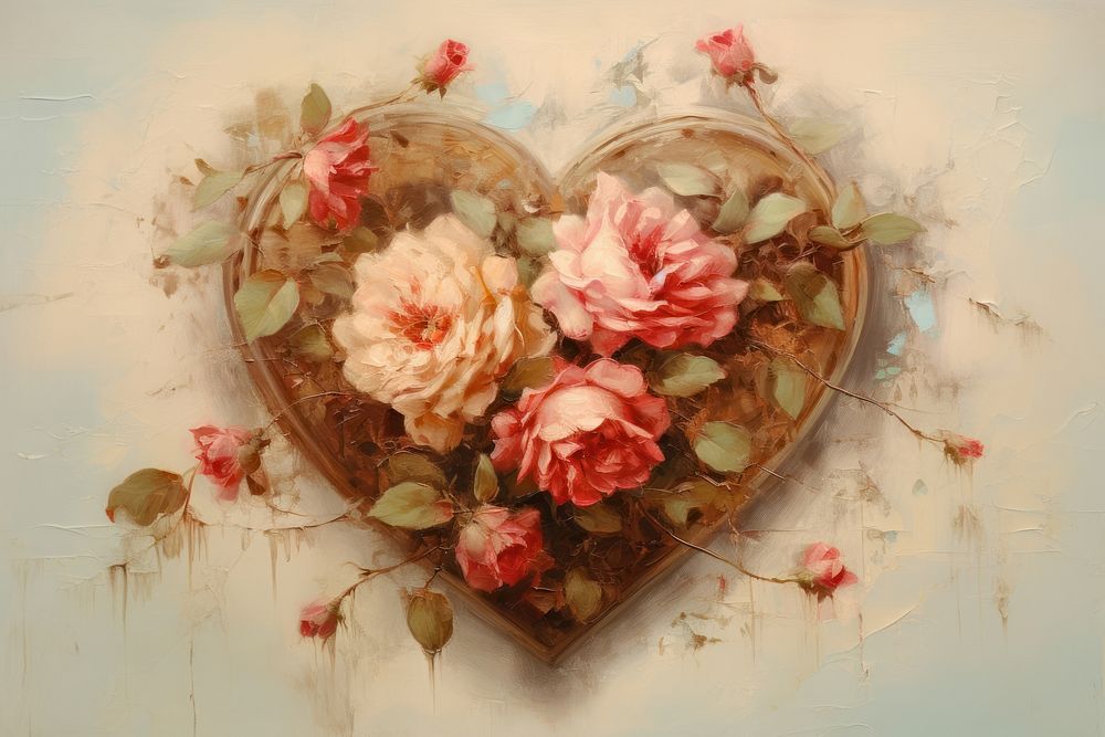 Rose flower heart painting plant | Premium Photo Illustration - rawpixel