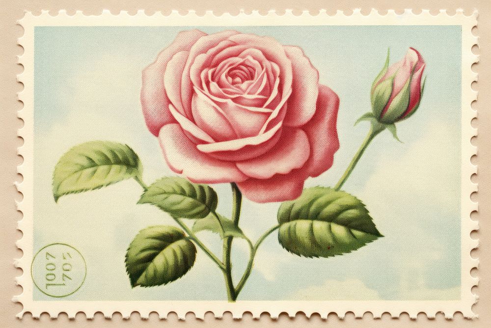 Pink rose postage stamp flower | Free Photo Illustration - rawpixel