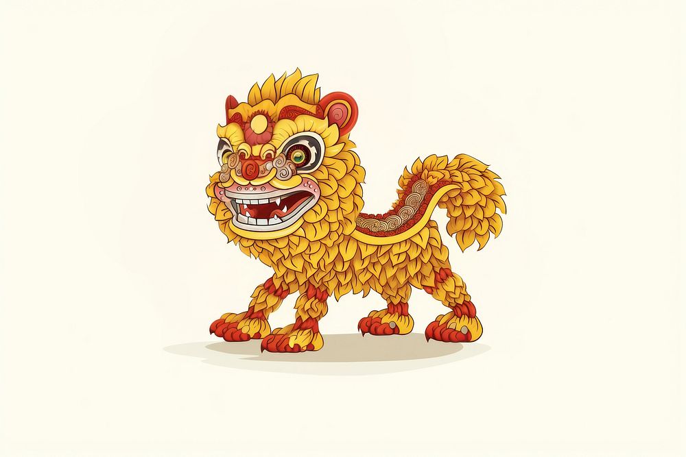 Chinese lion tradition animal yellow. | Premium Photo Illustration ...