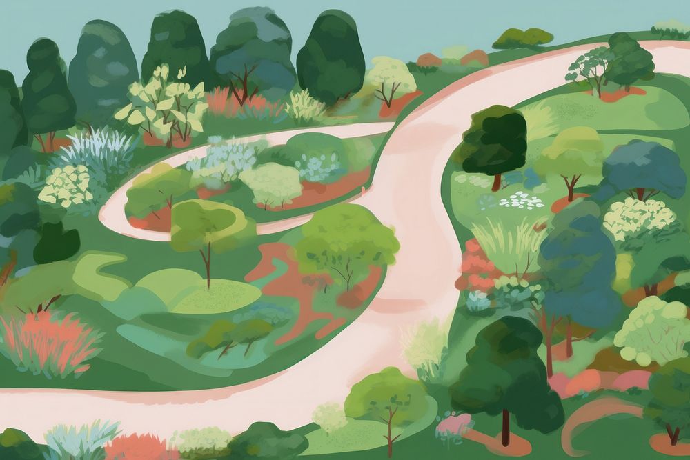 Garden park landscape outdoors painting. | Premium Photo Illustration ...