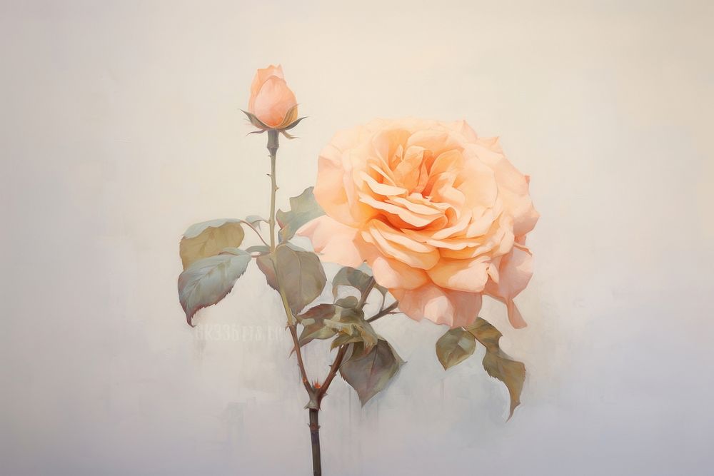 Orange rose painting flower plant. | Premium Photo Illustration - rawpixel