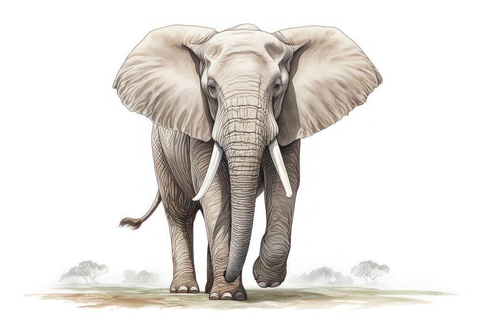 Elephant wildlife drawing animal. AI | Premium Photo Illustration ...