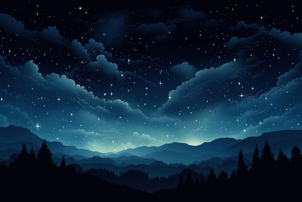 Night sky landscape outdoors nature. | Free Photo Illustration - rawpixel
