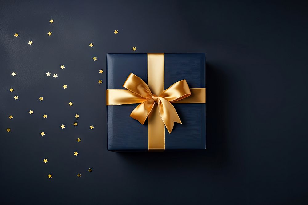 Navy gift box ribbon gold | Premium Photo - rawpixel