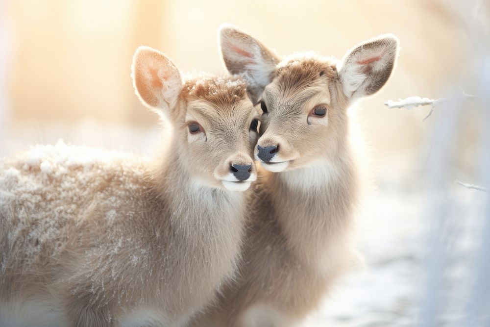 Deers cuddling wildlife animal mammal | Free Photo - rawpixel