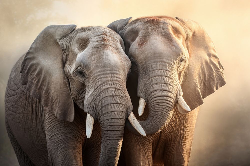 Elephants cuddling wildlife animal mammal. | Premium Photo - rawpixel
