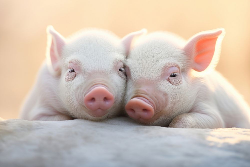 Pig cuddling animal mammal wildlife. | Free Photo - rawpixel