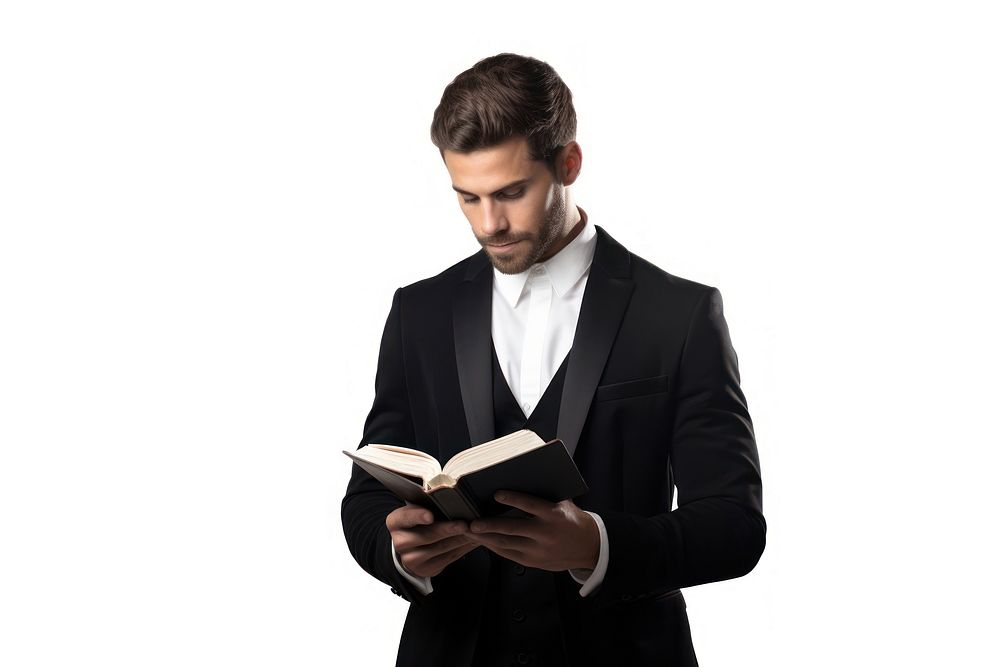 Reading holding tuxedo adult. AI | Premium Photo - rawpixel
