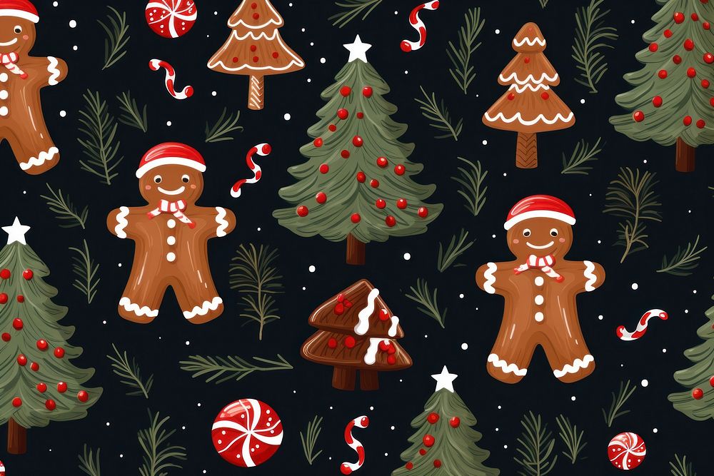 Seamless christmas pattern gingerbread winter | Premium Photo ...