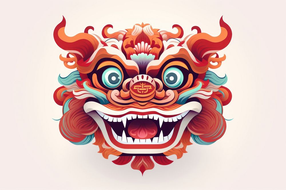 Chinese lion art red representation. | Free Photo Illustration - rawpixel