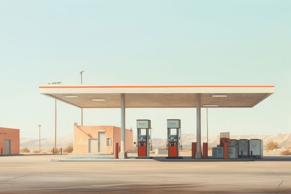 Gas station architecture petroleum gasoline. | Free Photo Illustration ...