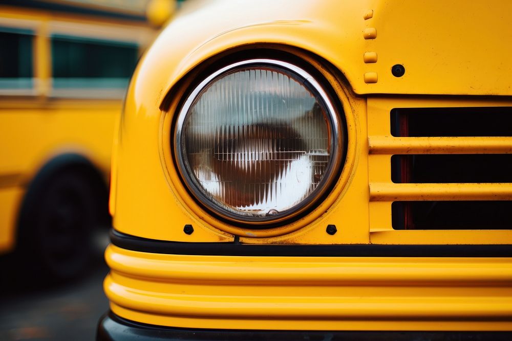 Yellow school bus headlight vehicle | Free Photo - rawpixel