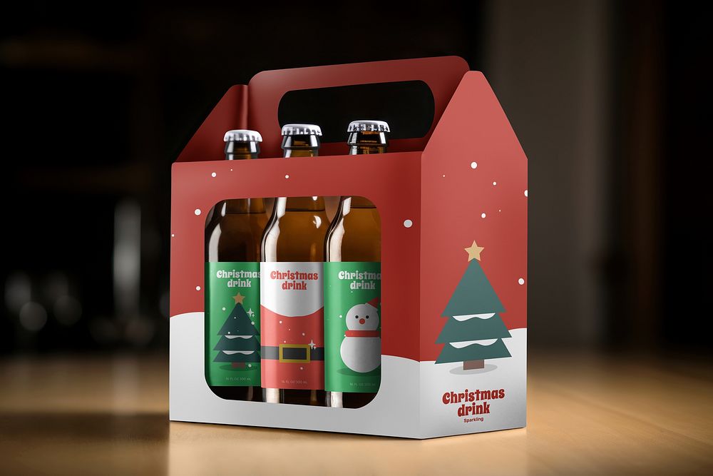 Christmas beer bottle, packaging design | Premium Photo - rawpixel