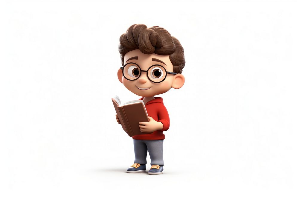 Cute boy holding book cartoon | Free Photo Illustration - rawpixel