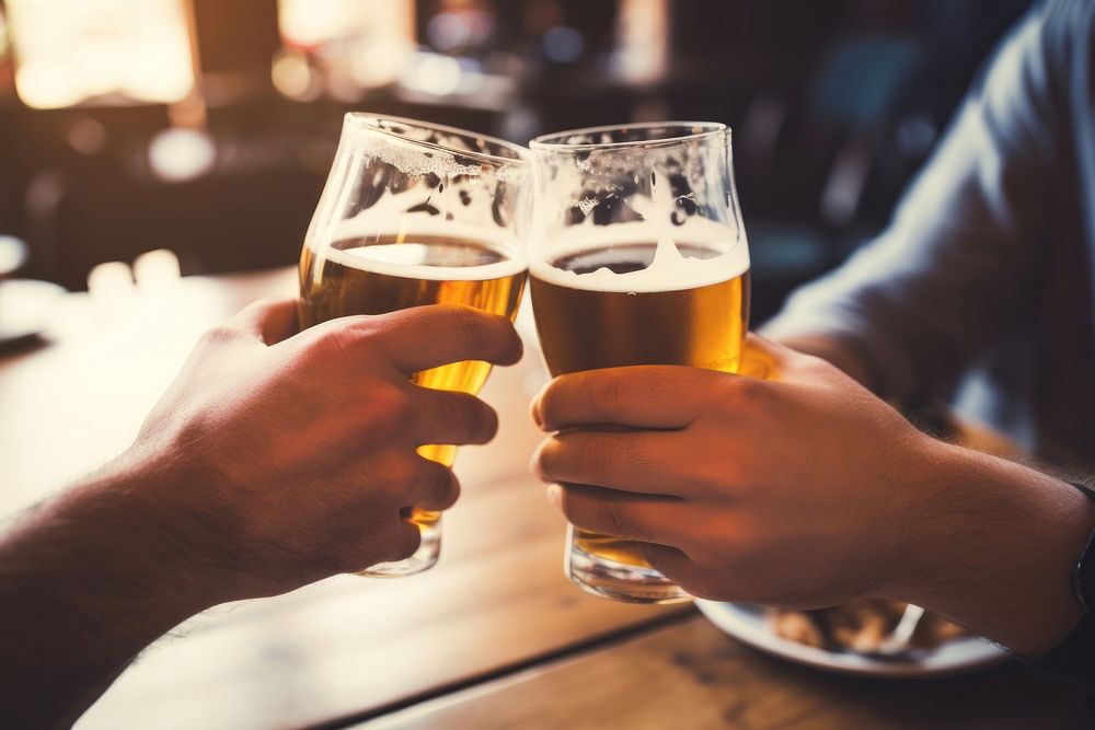 Beer glasses drinking lager table. | Premium Photo - rawpixel