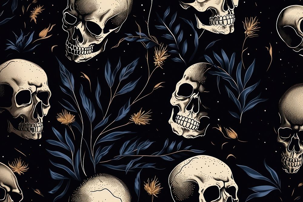 Skull backgrounds pattern creativity. | Free Photo Illustration - rawpixel