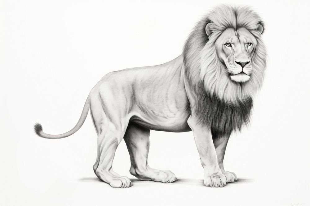 Lion sit drawing sketch mammal. | Premium Photo Illustration - rawpixel