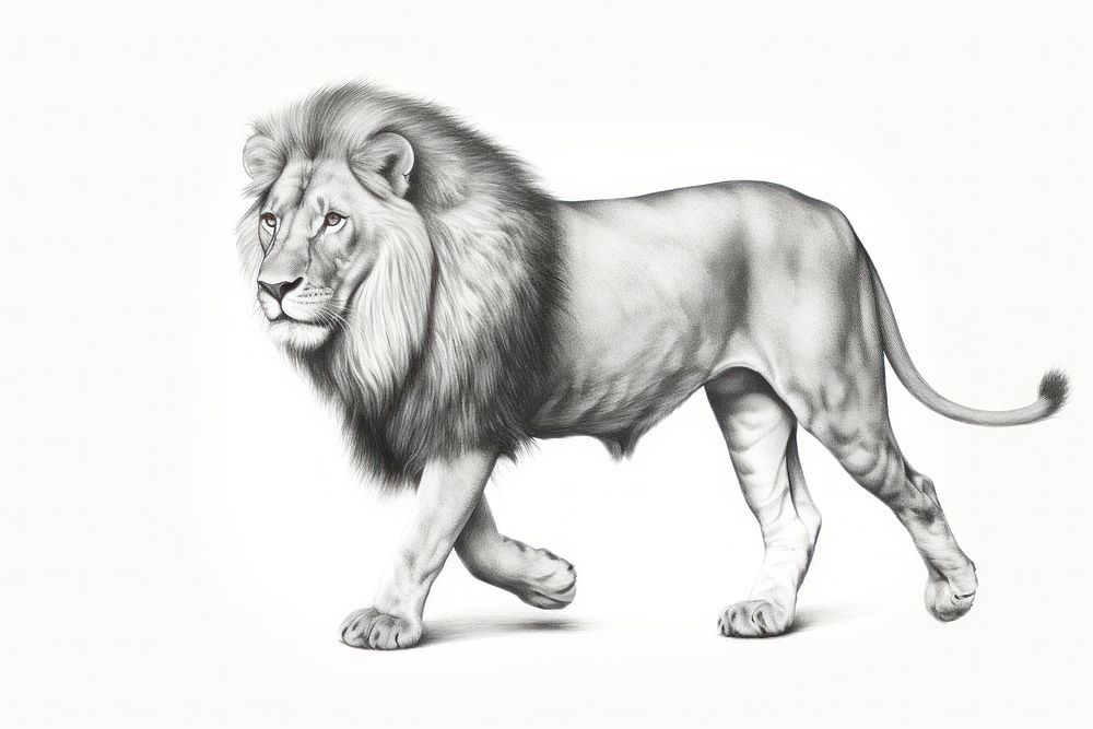 Lion drawing sketch mammal. AI | Free Photo Illustration - rawpixel