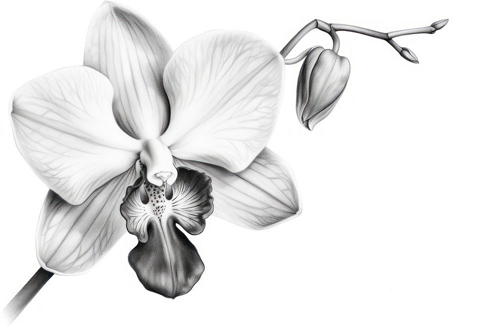 Orchid drawing sketch flower. AI | Premium Photo Illustration - rawpixel