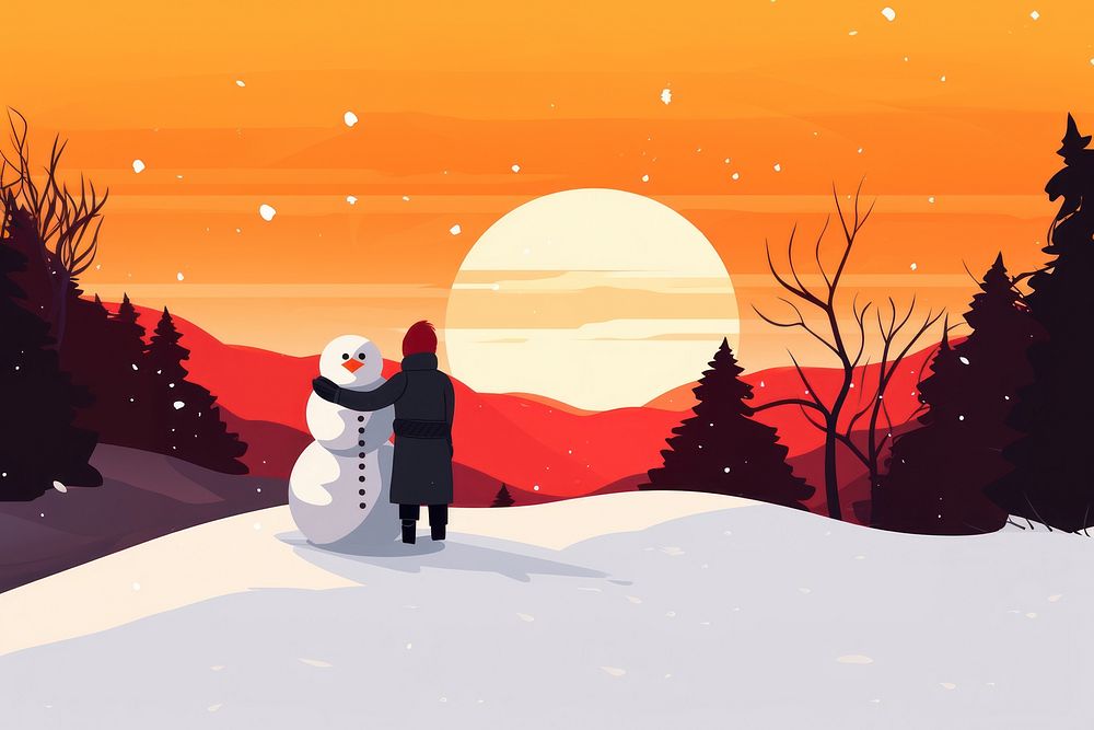 person hugging snowman outdoors winter | Free Photo Illustration - rawpixel