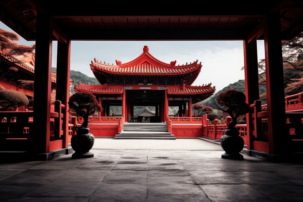 Chinese shrine architecture building red. | Free Photo - rawpixel