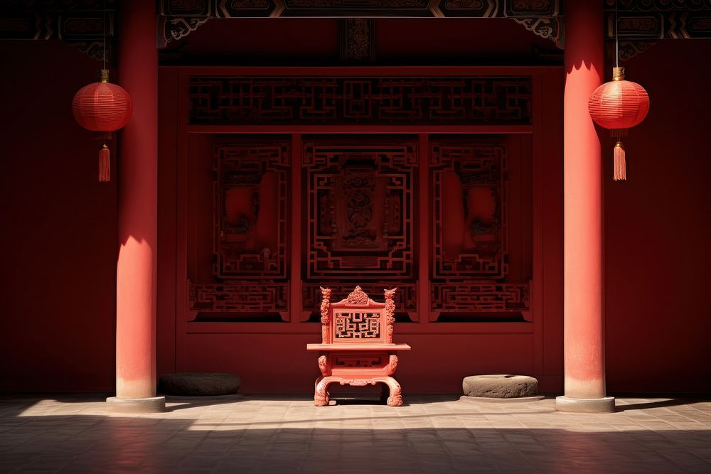 Chinese shrine throne red architecture. | Free Photo - rawpixel