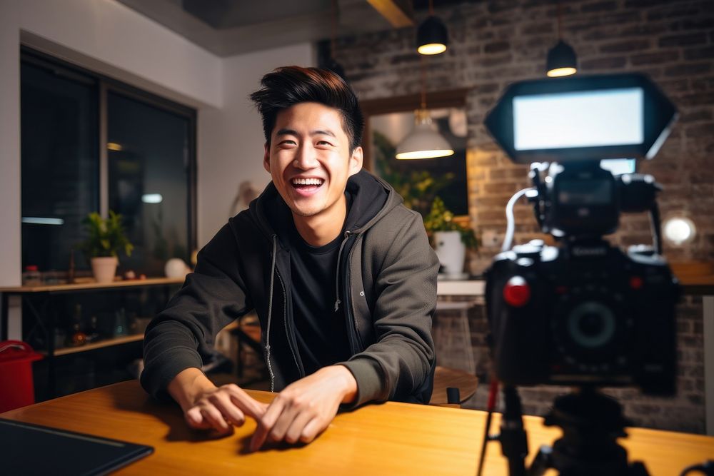 Vloging camera tripod smile. AI | Free Photo - rawpixel