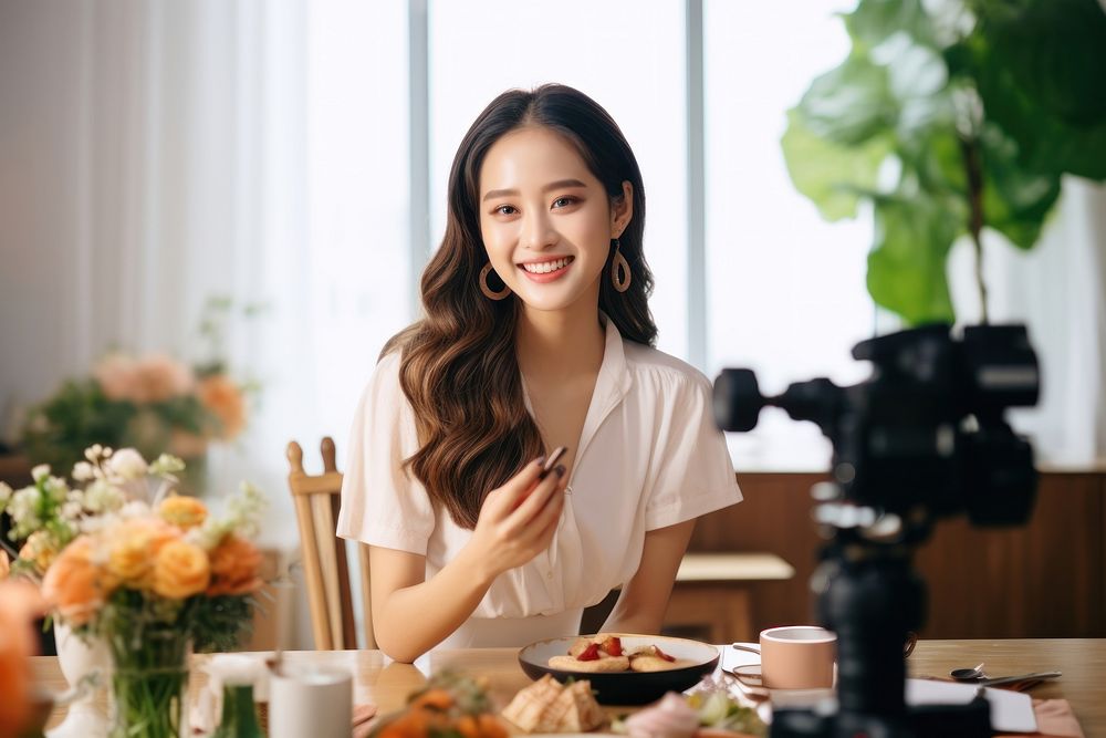 Influencer smile food photographing. AI | Premium Photo - rawpixel
