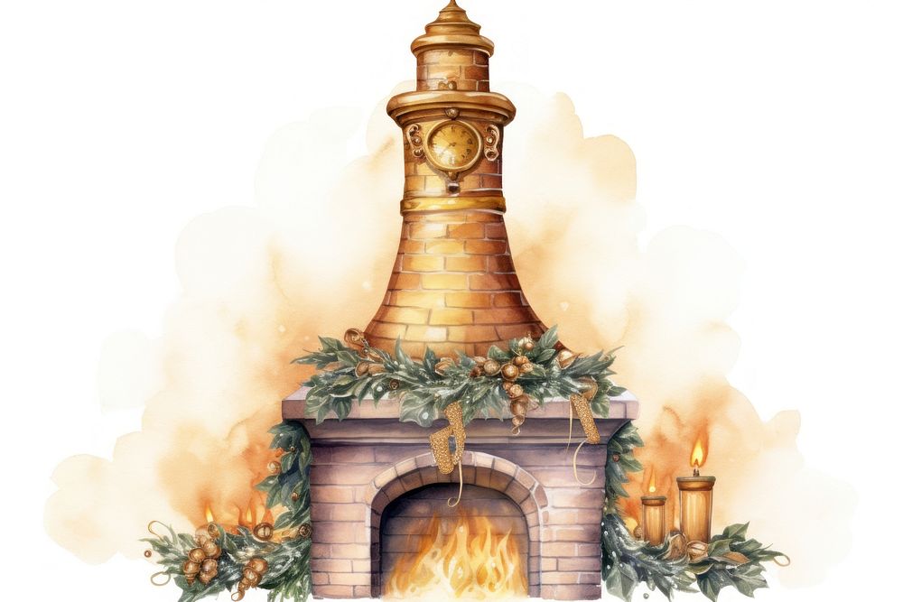 Golden chimney decoration fireplace christmas. | Free Photo ...