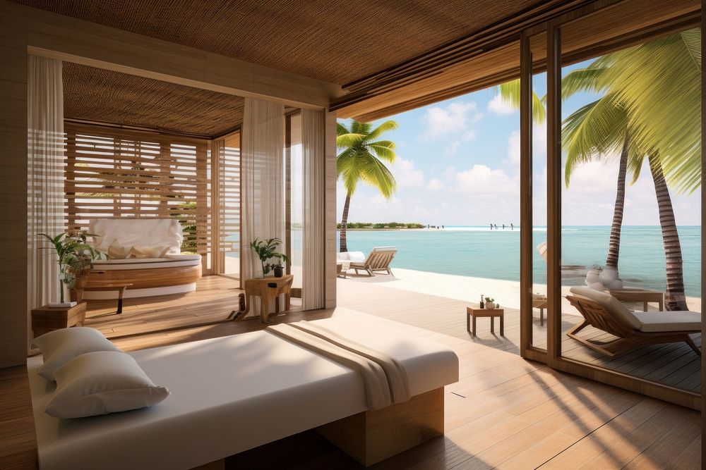 Resort room architecture furniture. AI | Premium Photo - rawpixel