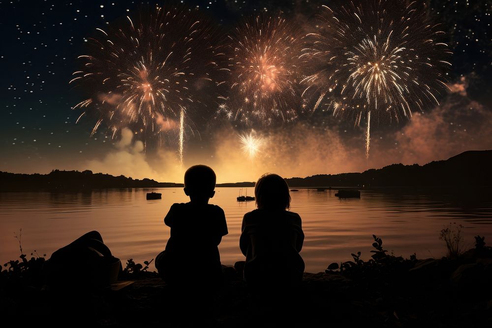 Young boys silhouette fireworks outdoors. | Free Photo - rawpixel