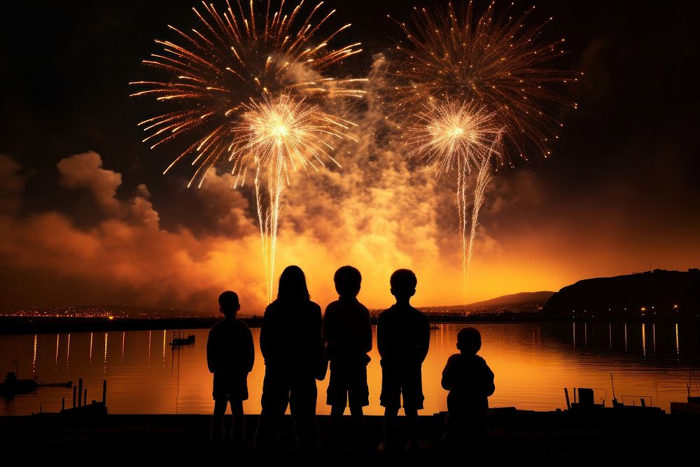 Young boys silhouette fireworks outdoors. | Free Photo - rawpixel
