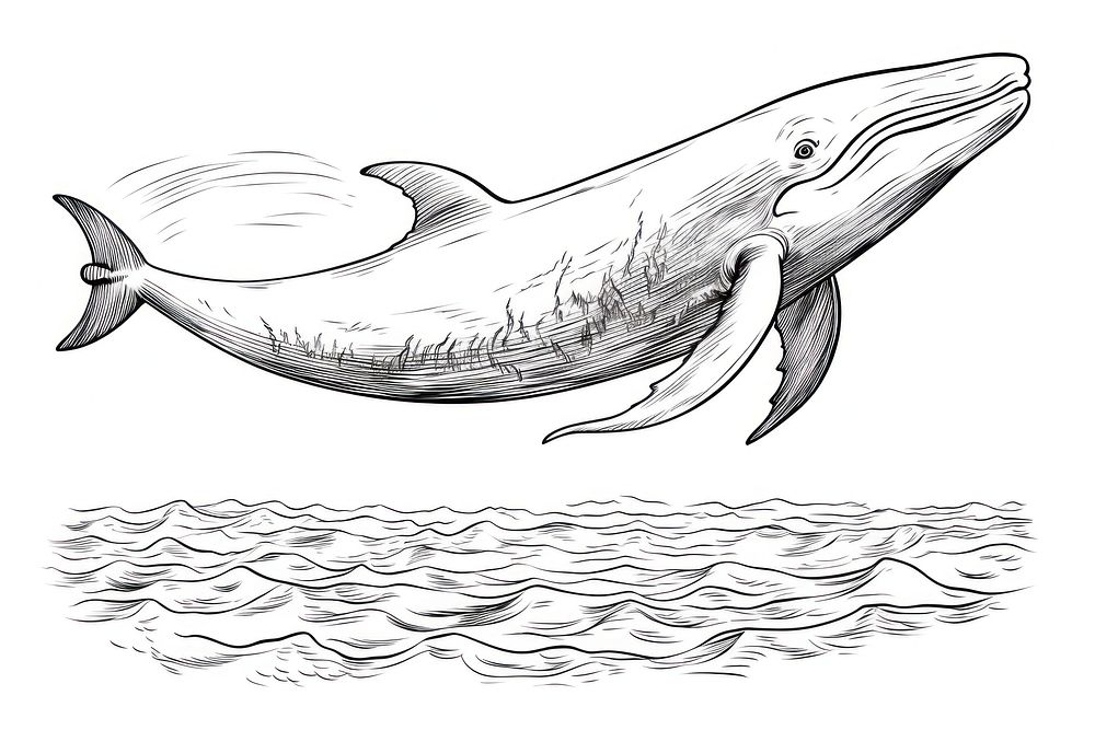Whale sketch drawing animal. AI | Free Photo Illustration - rawpixel