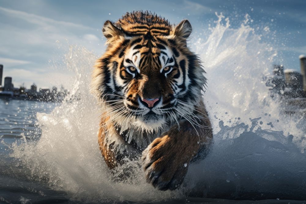 tiger running wildlife portrait animal. | Premium Photo - rawpixel