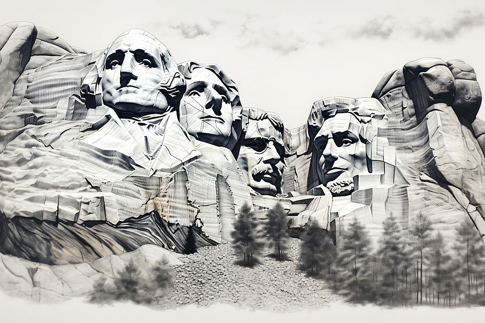 Mount Rushmore National Memorial sketch | Free Photo Illustration ...