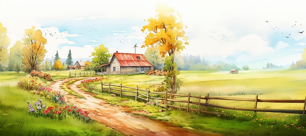 Spring farm architecture landscape outdoors. | Premium Photo ...