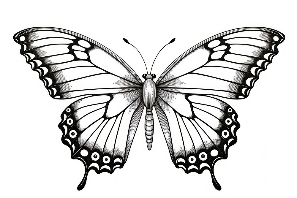 Minimal buterfly sketch butterfly drawing. | Free Photo Illustration ...