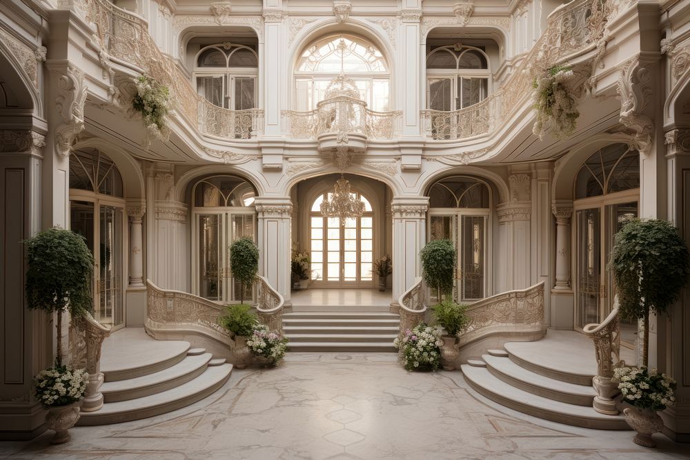 Palace architecture staircase building. AI | Premium Photo - rawpixel