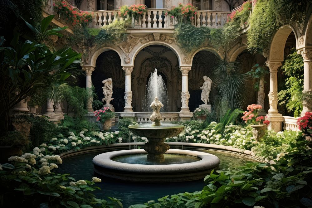 Palace garden architecture building. AI | Free Photo - rawpixel