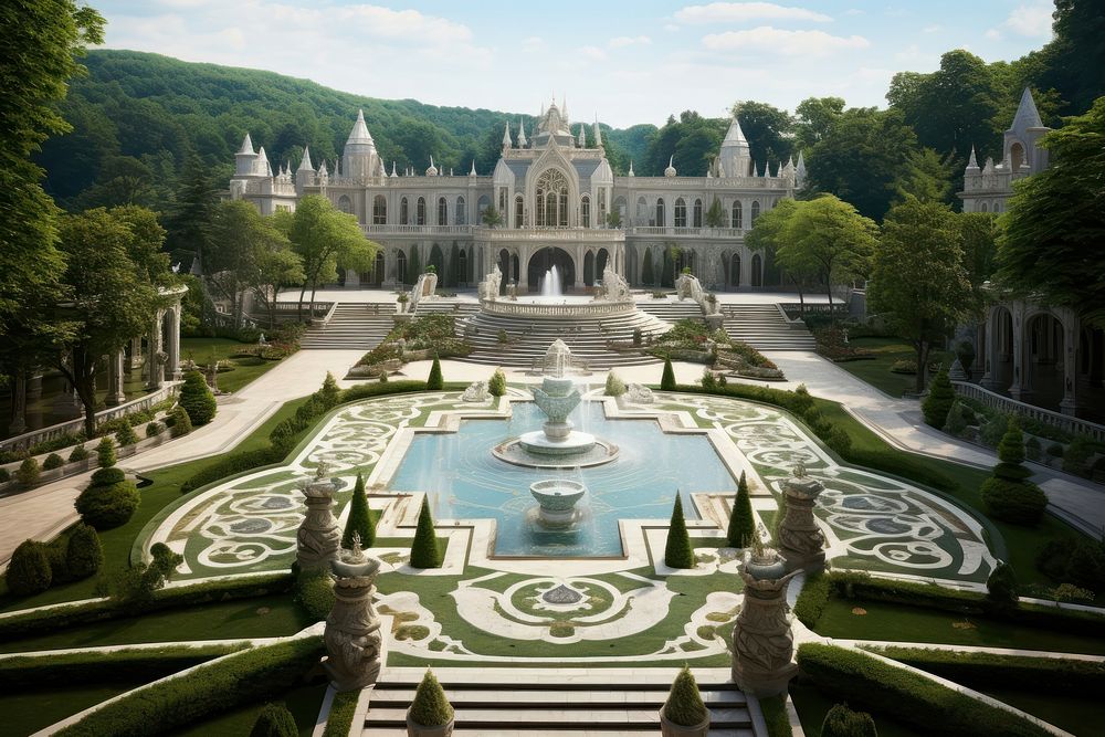 Palace garden architecture building. AI | Free Photo - rawpixel