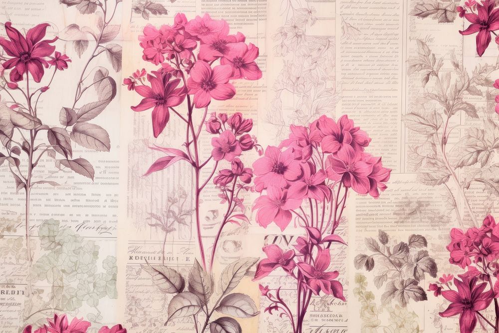 Newspaper pattern flower plant. | Free Photo Illustration - rawpixel