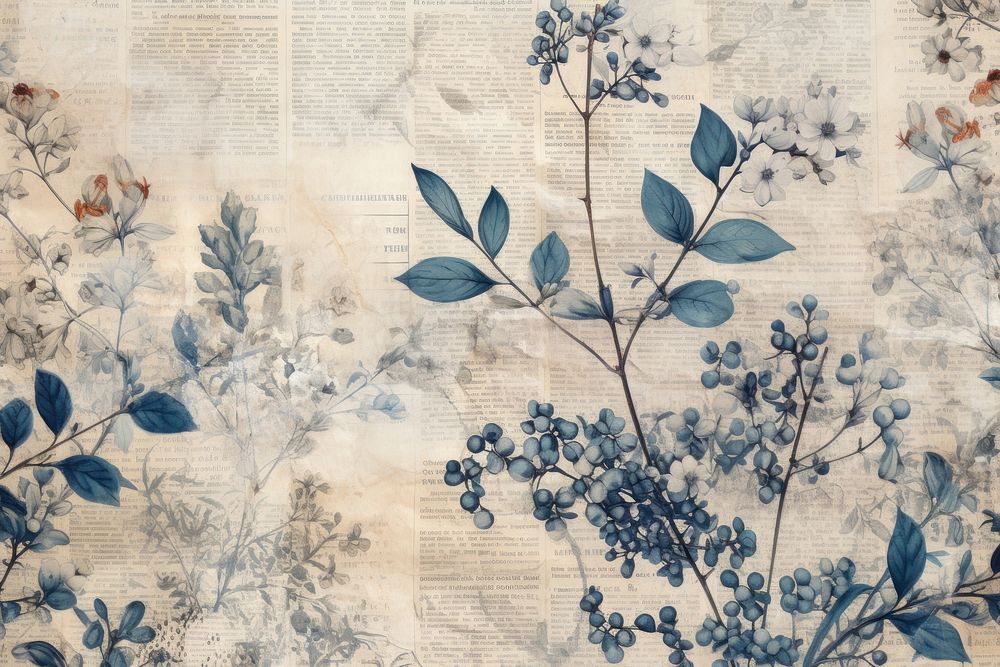 Aesthetic blue pattern plant paper. | Free Photo Illustration - rawpixel